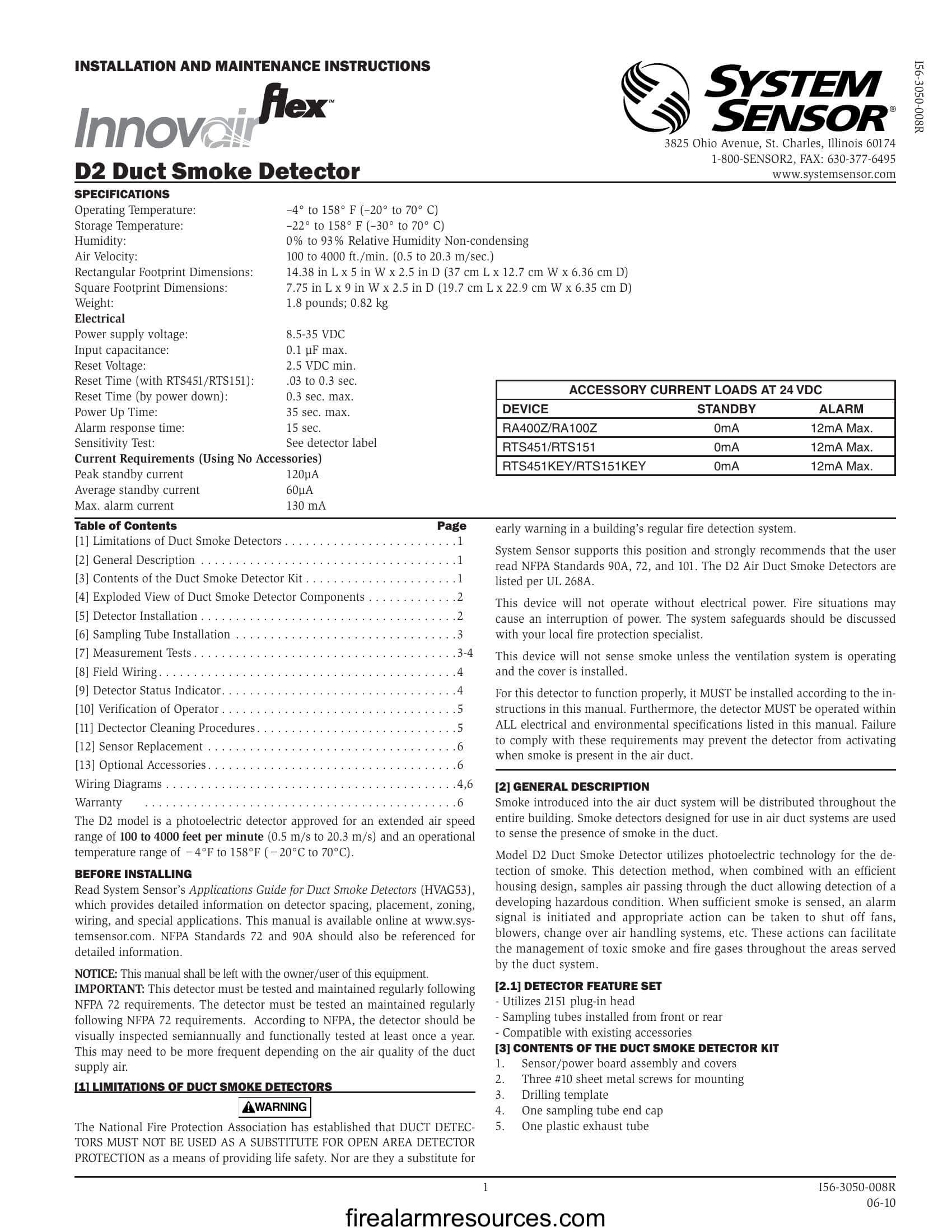 System Sensor D2 Manual | Download fire alarm documents