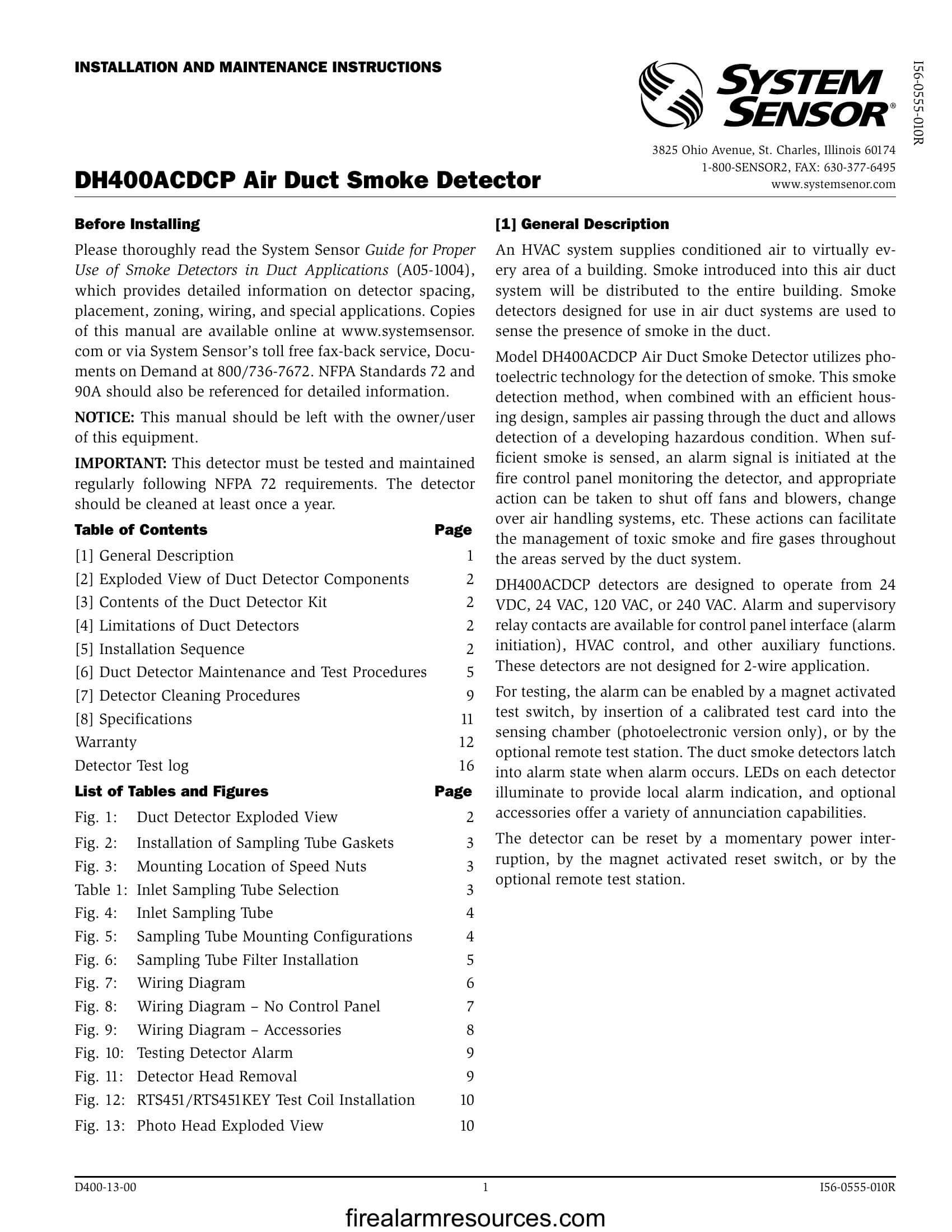 System Sensor DH500ACDC Manual | Download fire alarm documents