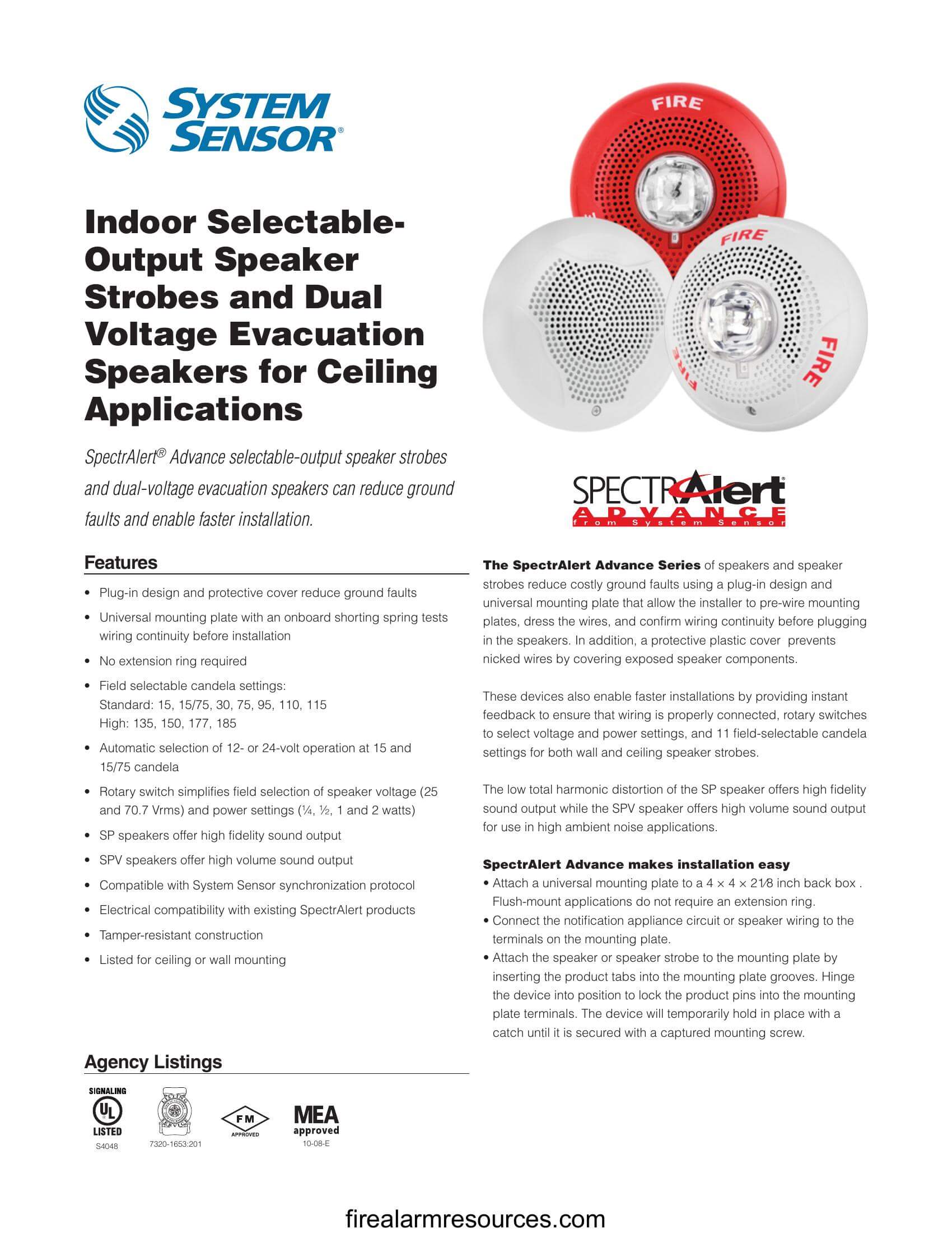 System Sensor L-Series Selectable Output Drop-in Ceiling ... | Download ...