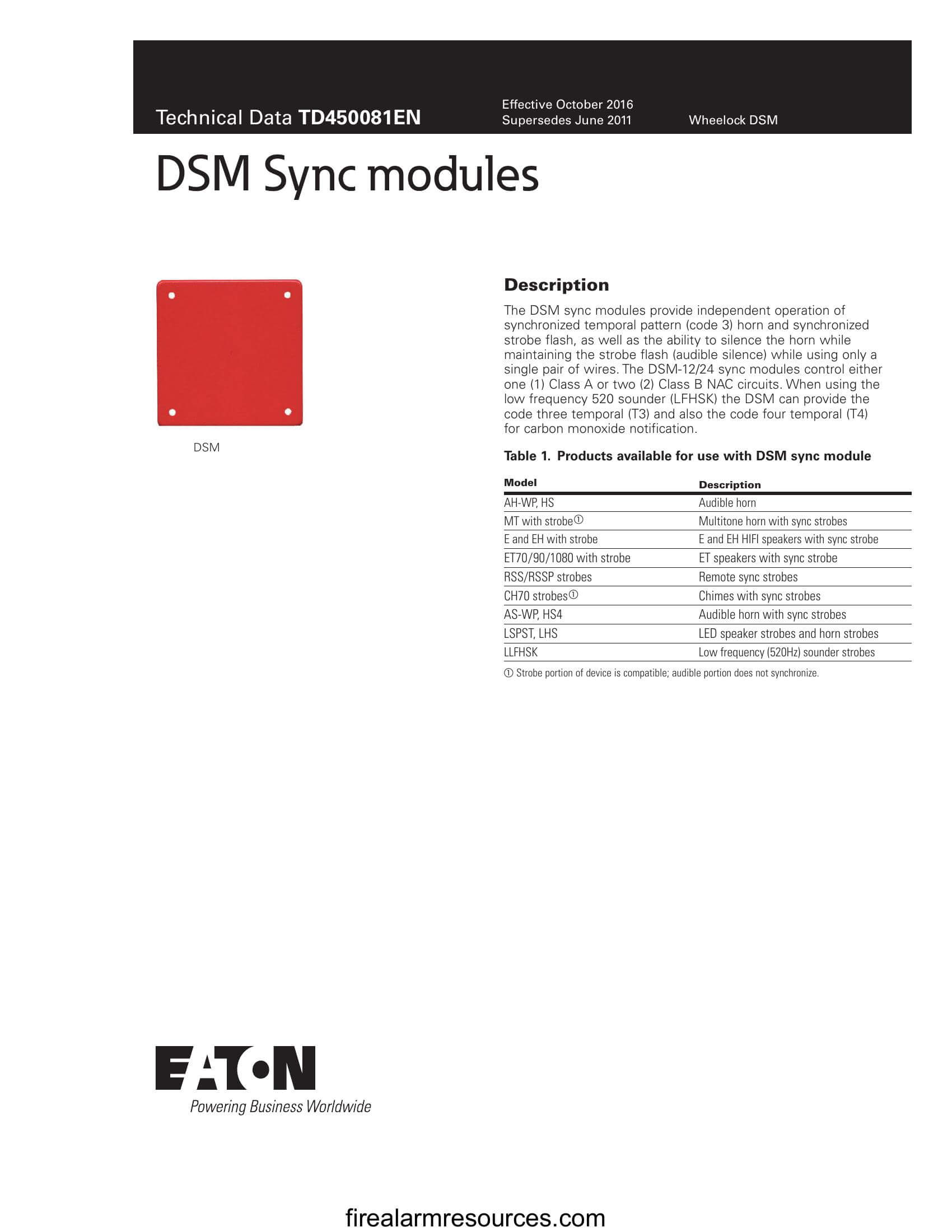 Wheelock DSM sync module install sheet P83177 | Download fire alarm ...